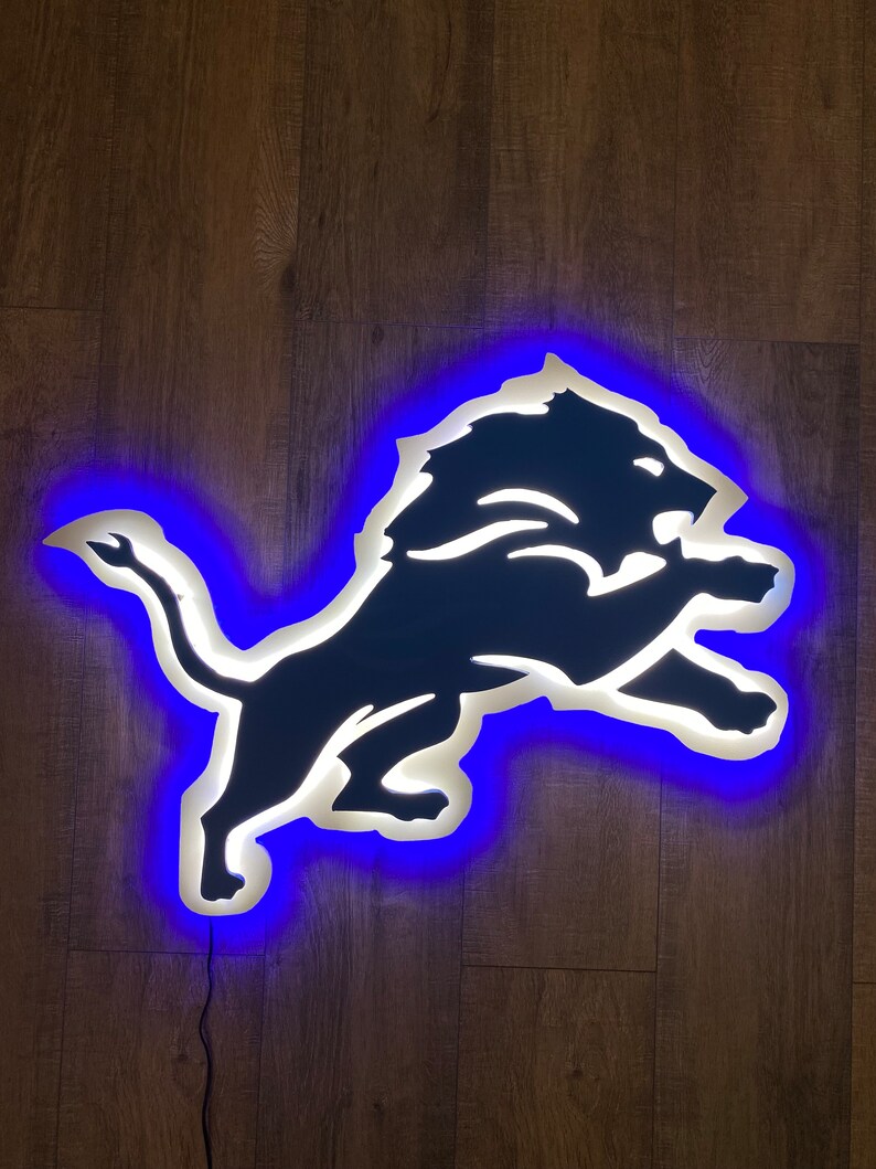 LED Detroit Lions Sign. Bedroom, Man Cave, Arcade, Bar. - Etsy