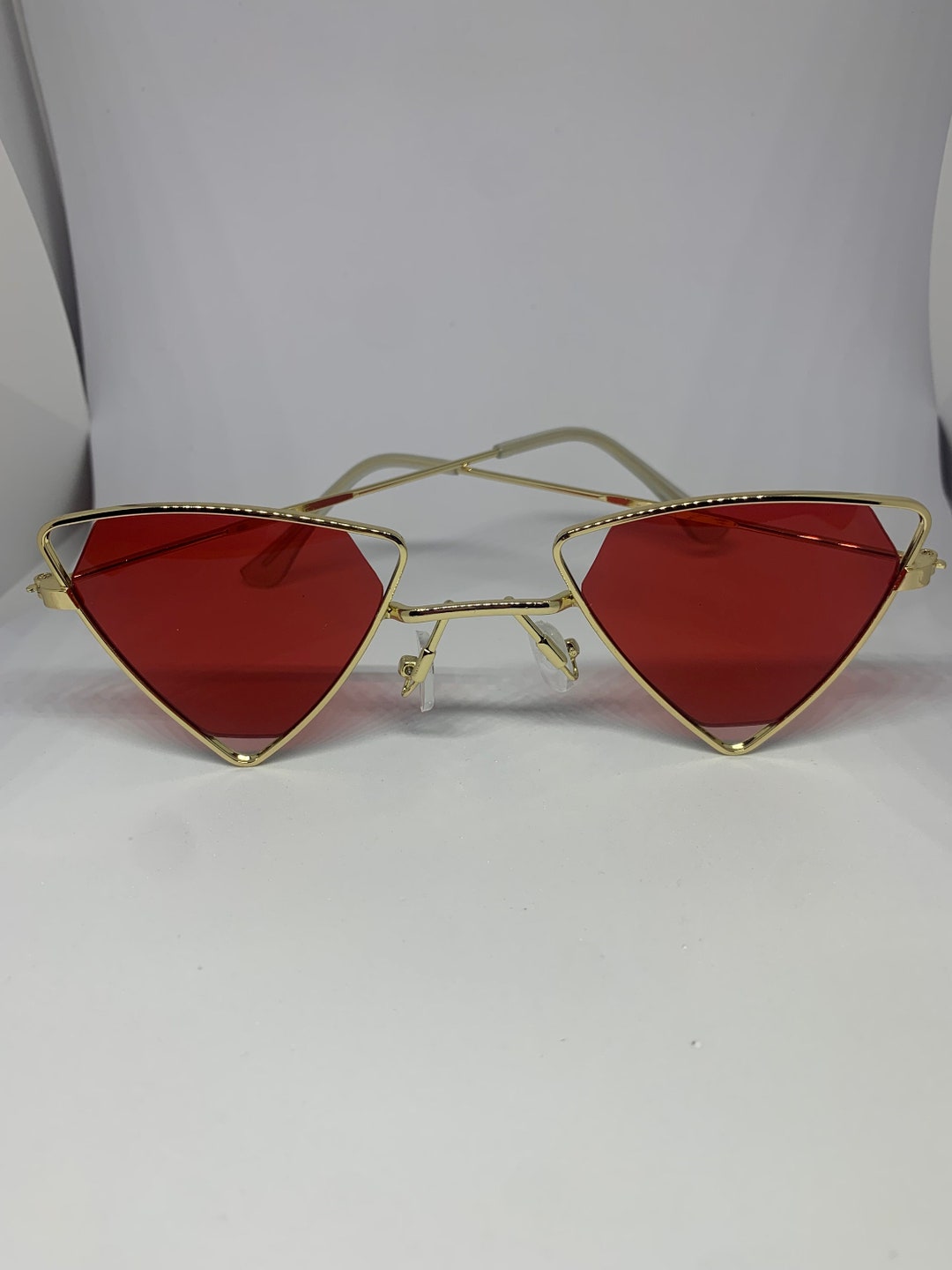 Vintage Red Triangle Sunglasses - Etsy