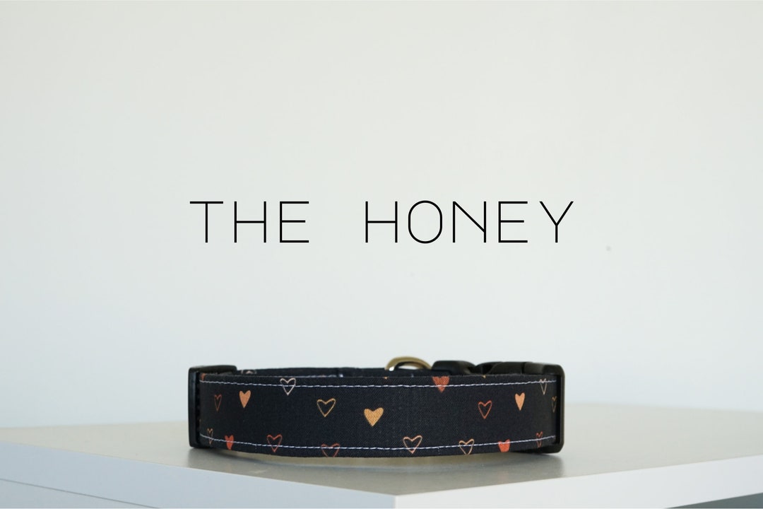 Modern Neutral Hearts Dog Collar, Cute Black Simple Collar "the Honey ...
