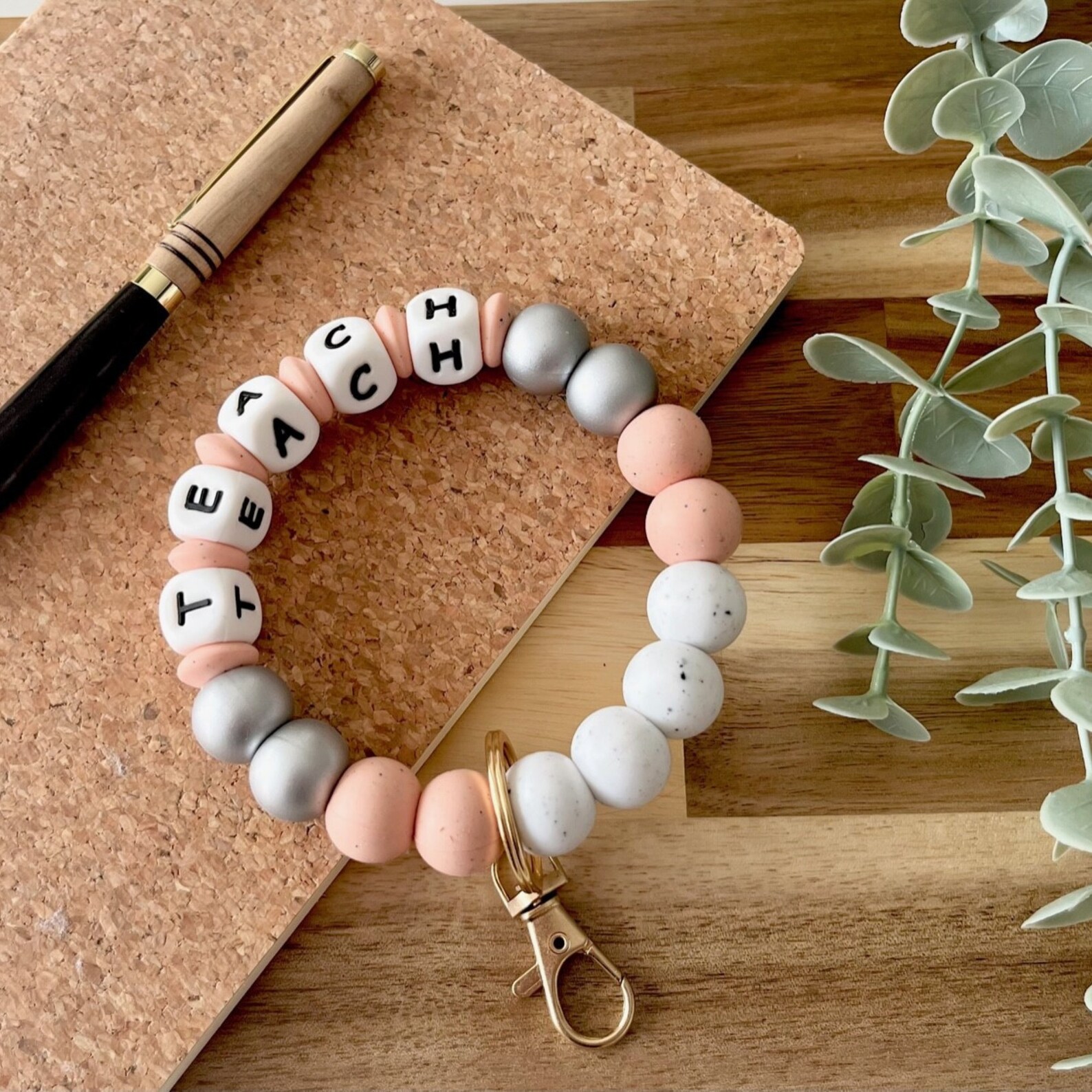 Teacher Gift End of Year Gift, Keyring for Teacher, Teach, Wristlet for ...