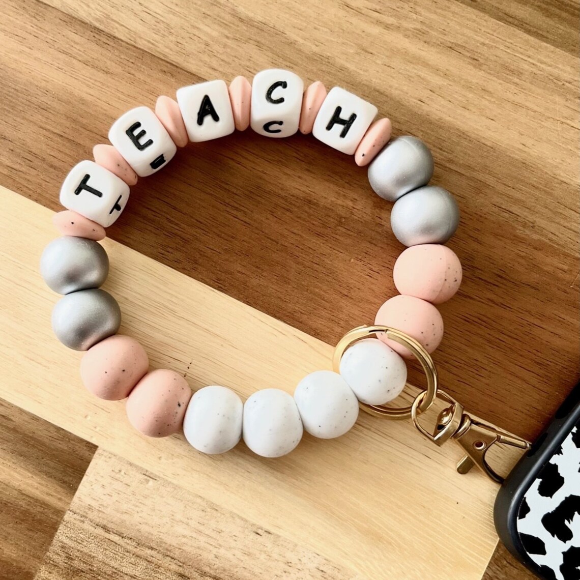 Teacher Gift End of Year Gift, Keyring for Teacher, Teach, Wristlet for ...