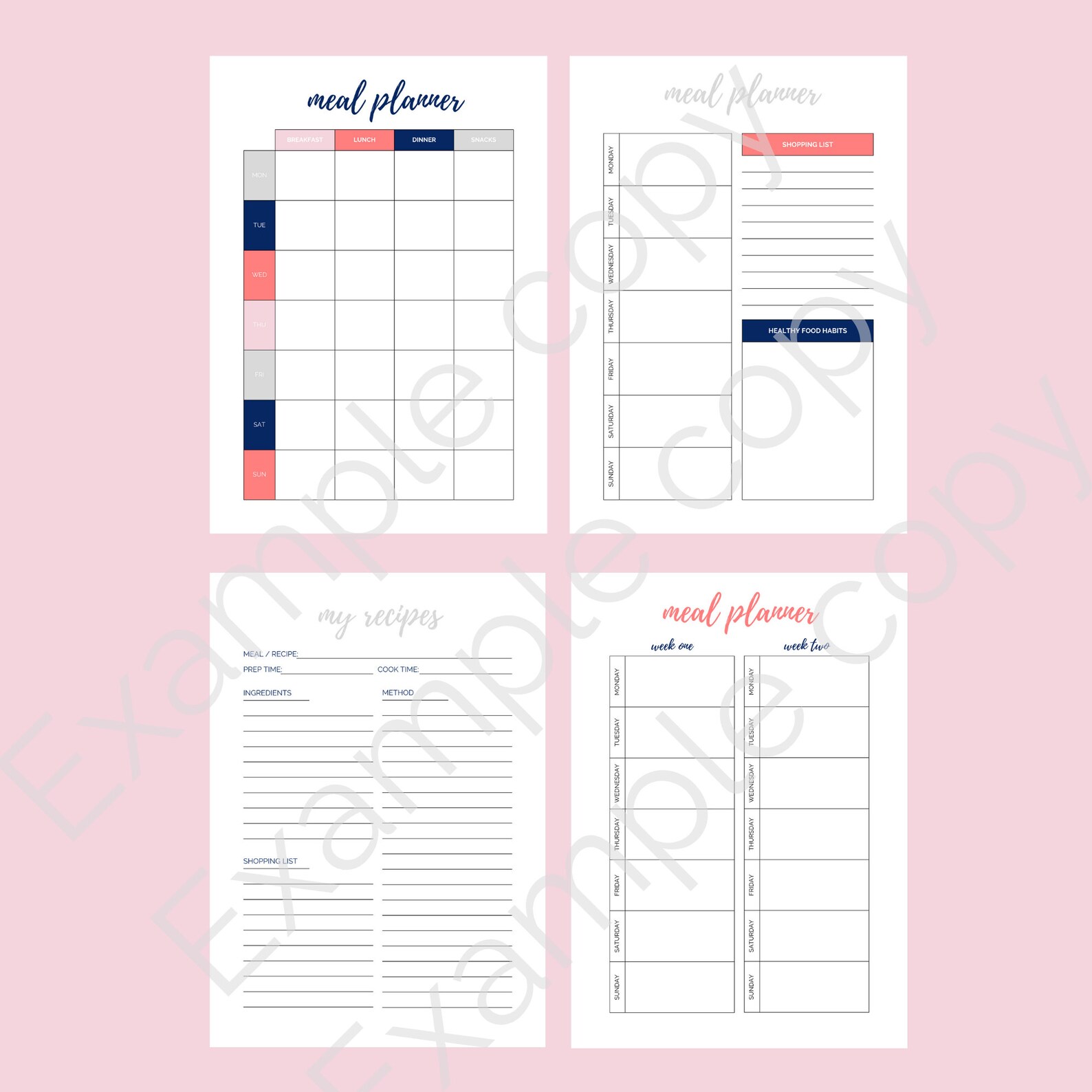 Printable Weekly Meal Planner || Food Planner for Mums, Weekly Meal ...