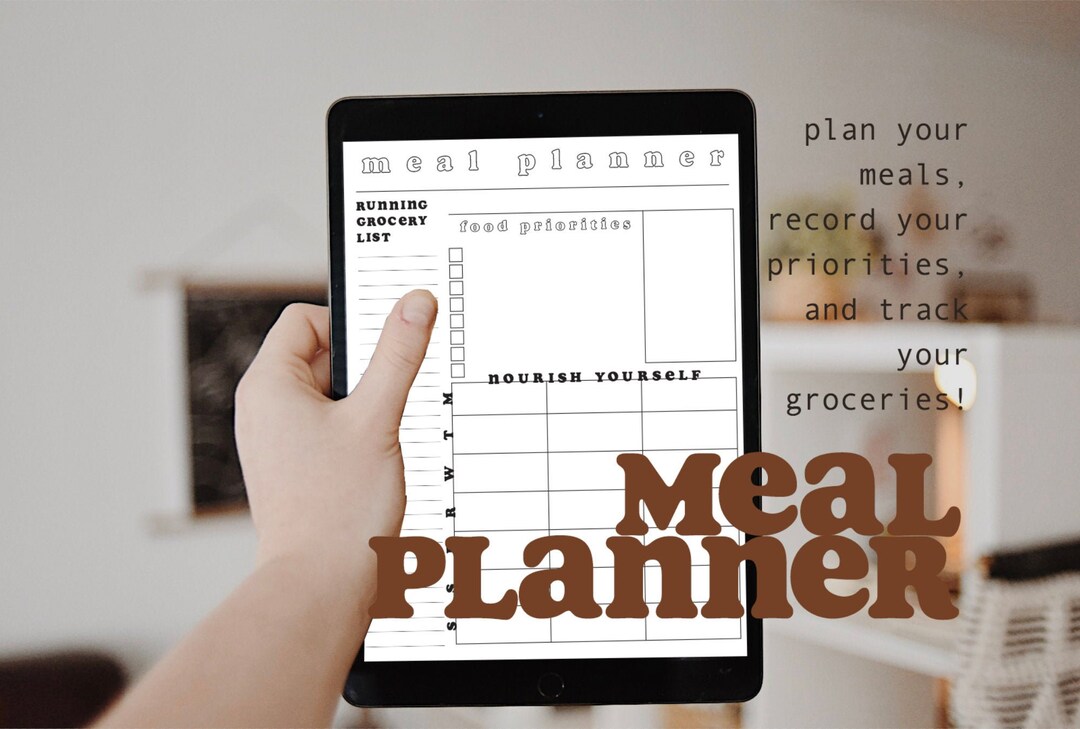 ADHD MEAL PLANNER // Printable Weekly Food Tracker, Menu Planner, iPad ...