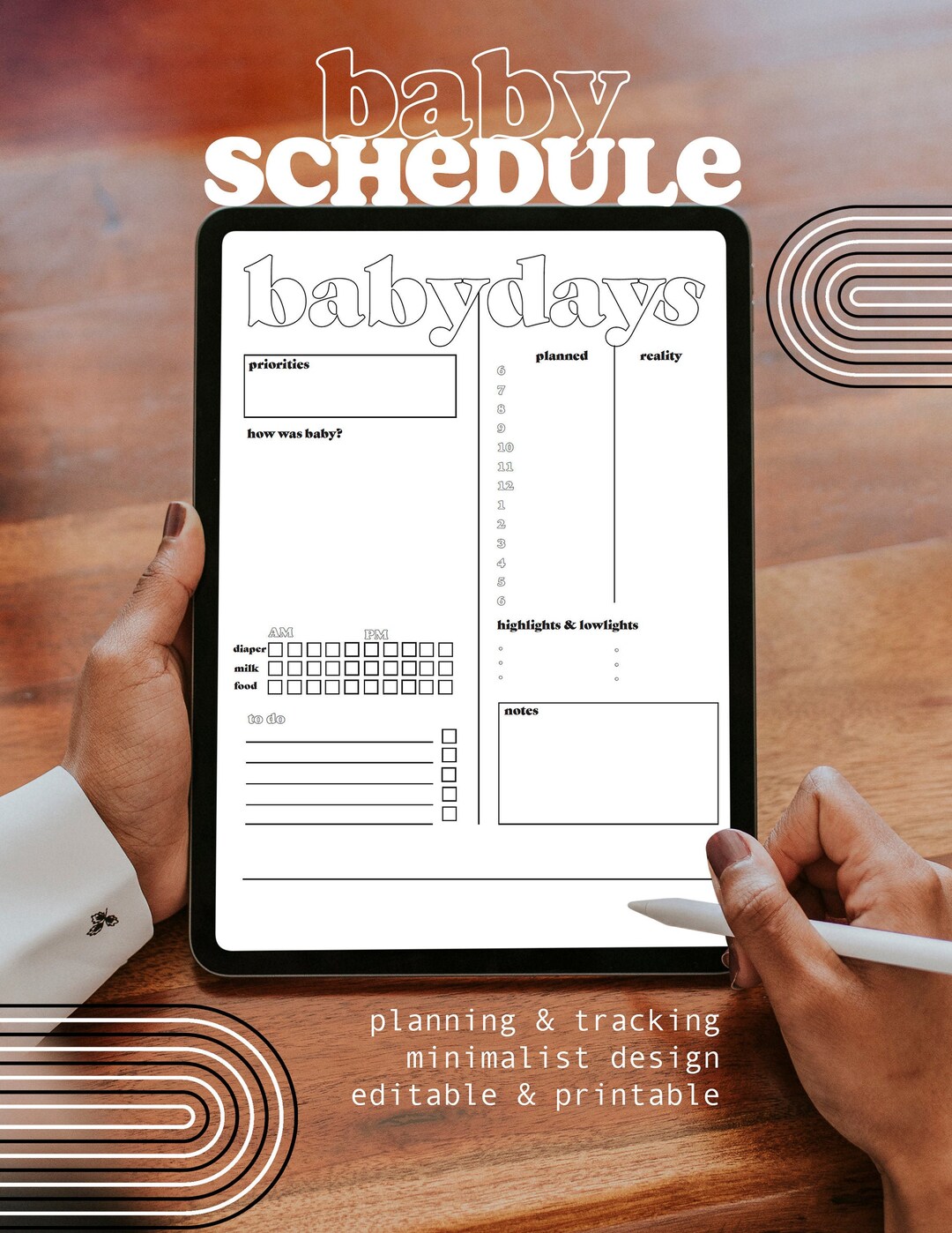 DIGITAL BABYSITTING PLANNER // Printable Minimalist Baby Schedule ...