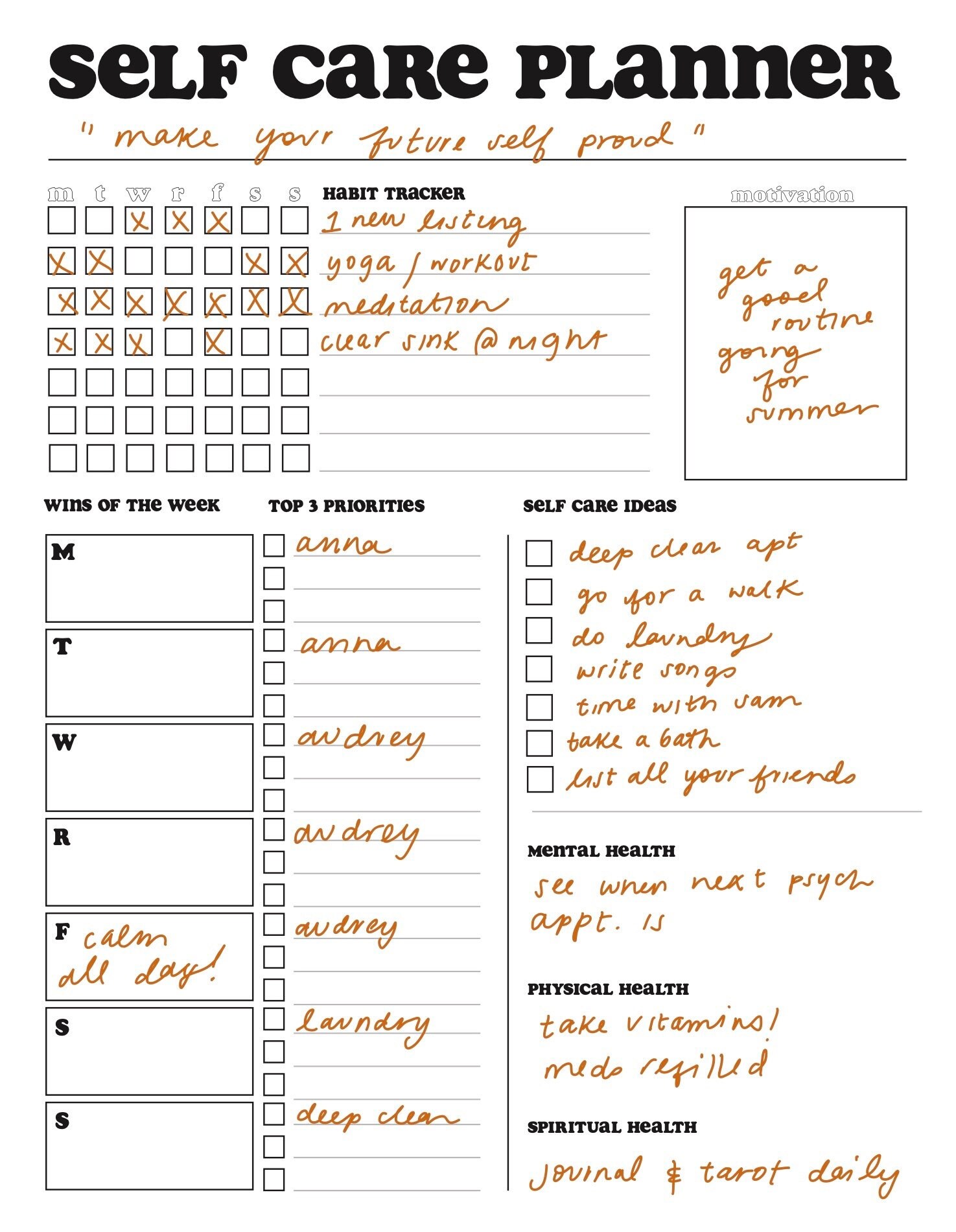 Self Care Planner Self Care Journal Printable Daily Etsy New Zealand