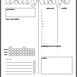 DIGITAL BABYSITTING PLANNER // Printable Minimalist Baby Schedule ...