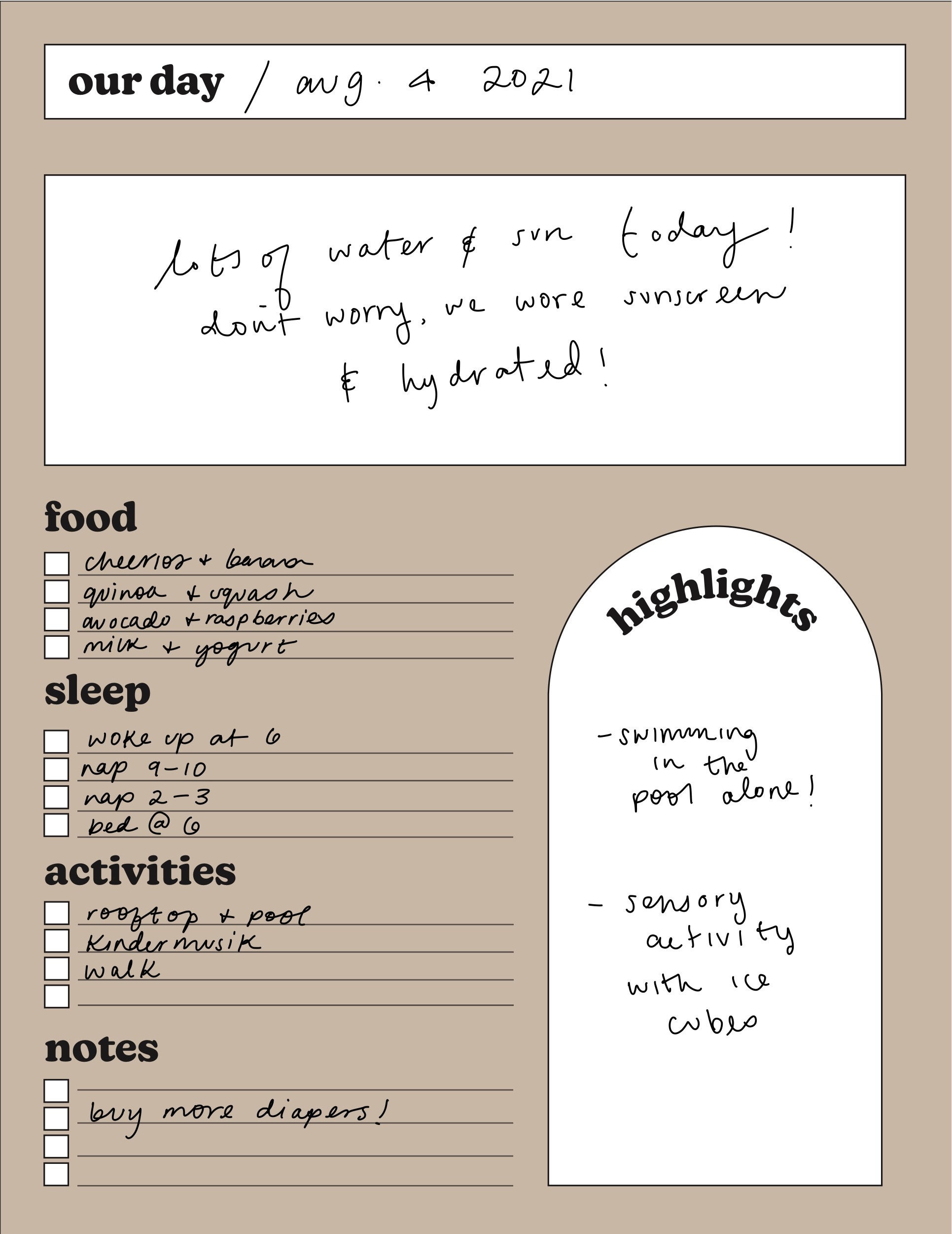 DIGITAL NANNY LOG // Printable Daily Babysitting Planner, Childcare ...