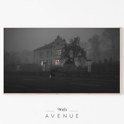 Haunted House Frame Tv Art Gothic Decor Halloween Wall Art - Etsy