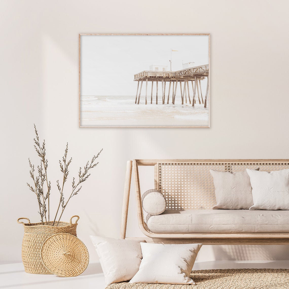 Printable Neutral Beach Pier Print Ocean Wall Art Digital Download - Etsy