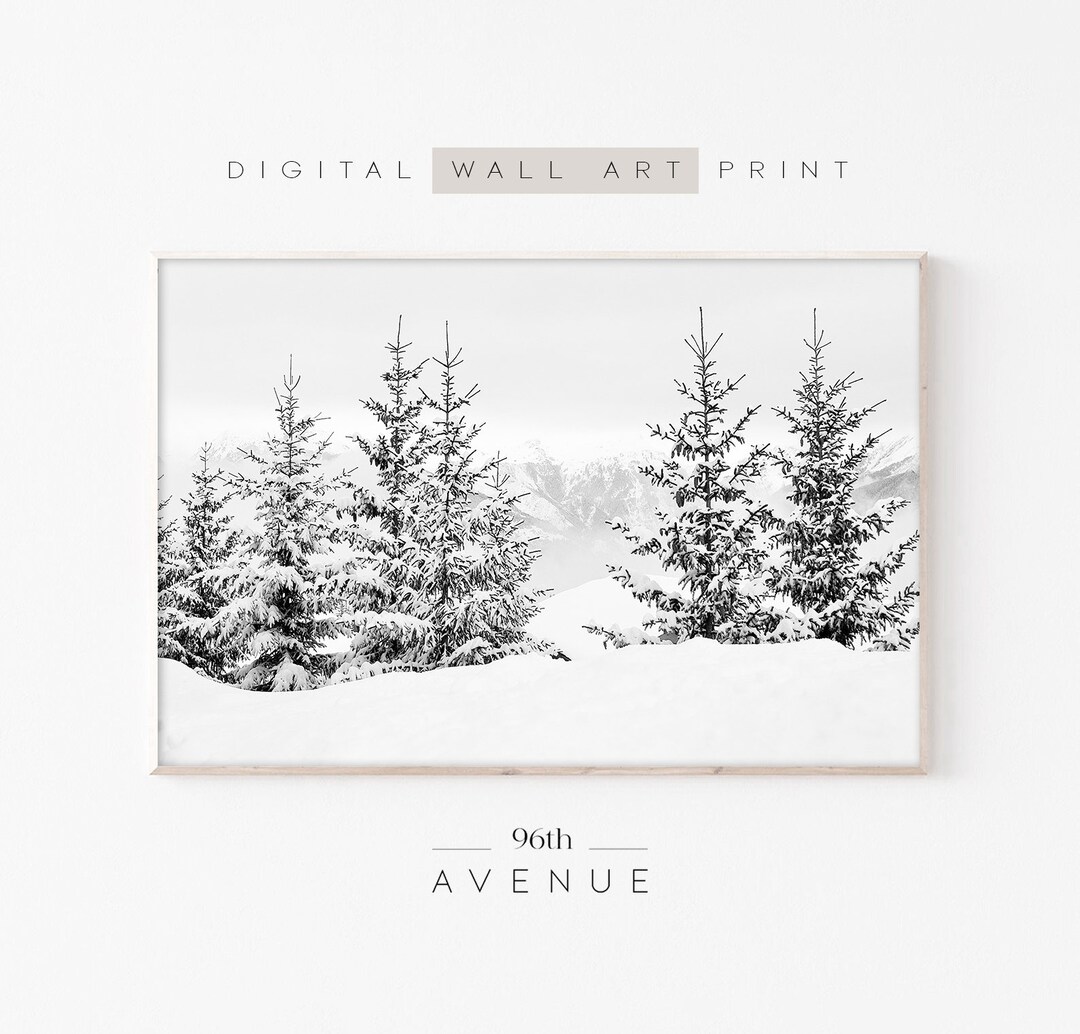 Snowy Trees Print Digital Download | Christmas Downloadable Prints ...