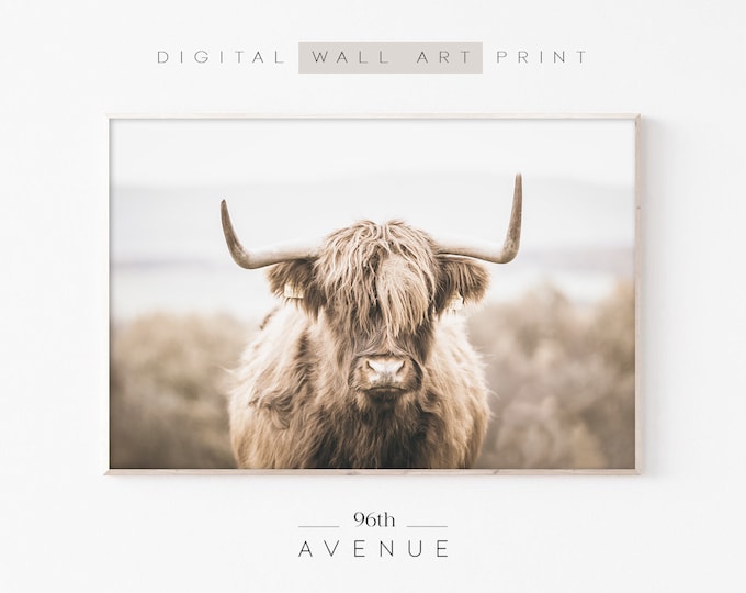 Highland Cow Print | Downloadable Art | Farm Animal Print | Cow ...