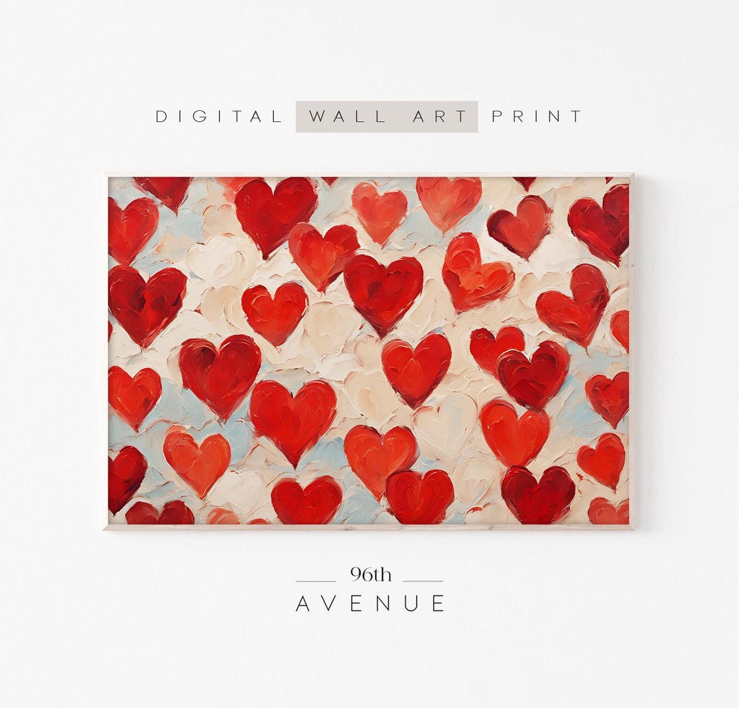 Valentines Day Painting Wall Art | Instant Download | Vintage Oil ...