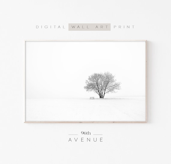 Black and White Tree Art Abstract Landscape Print | Etsy