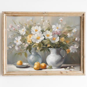 Spring Still Life Painting Printable Wall Art | Vibrant Floral Antique ...
