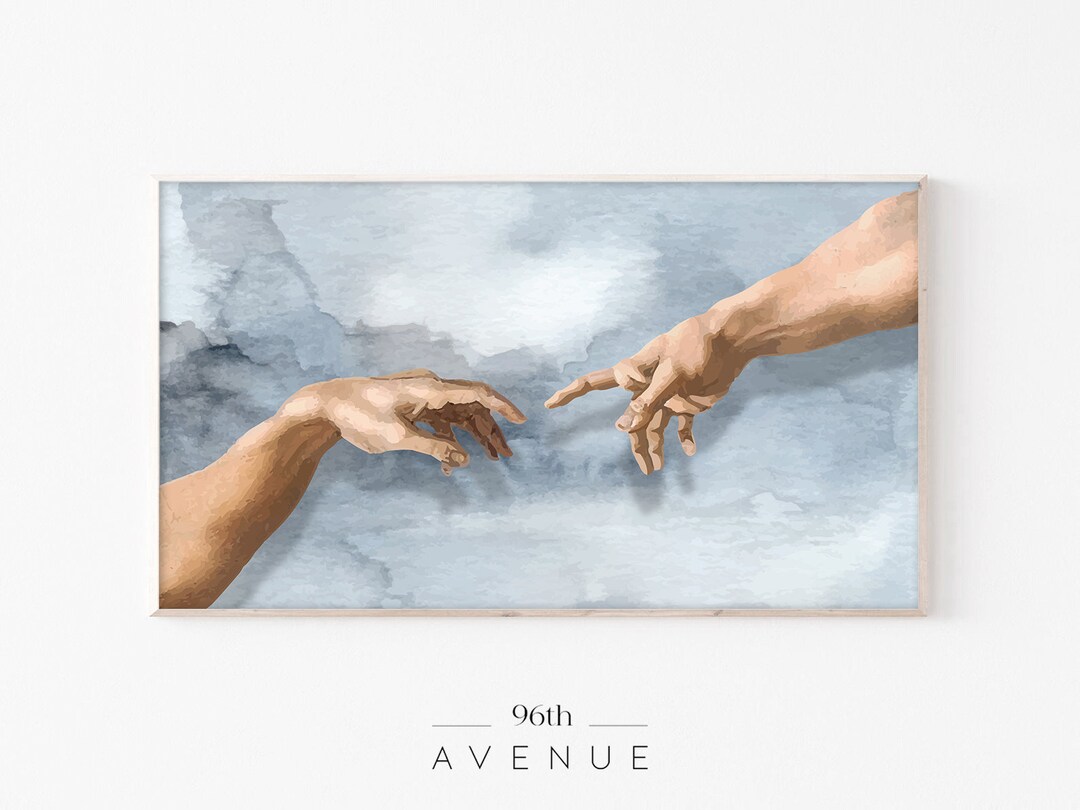 Creation of Adam Frame TV Art | Vintage Michelangelo Art Painting ...