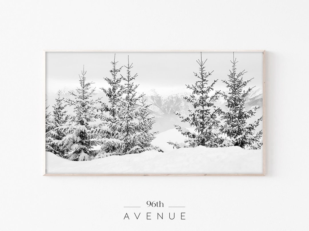 Christmas Frame Tv Art Snow Pine Trees samsung Frame Tv Art snowy Trees ...