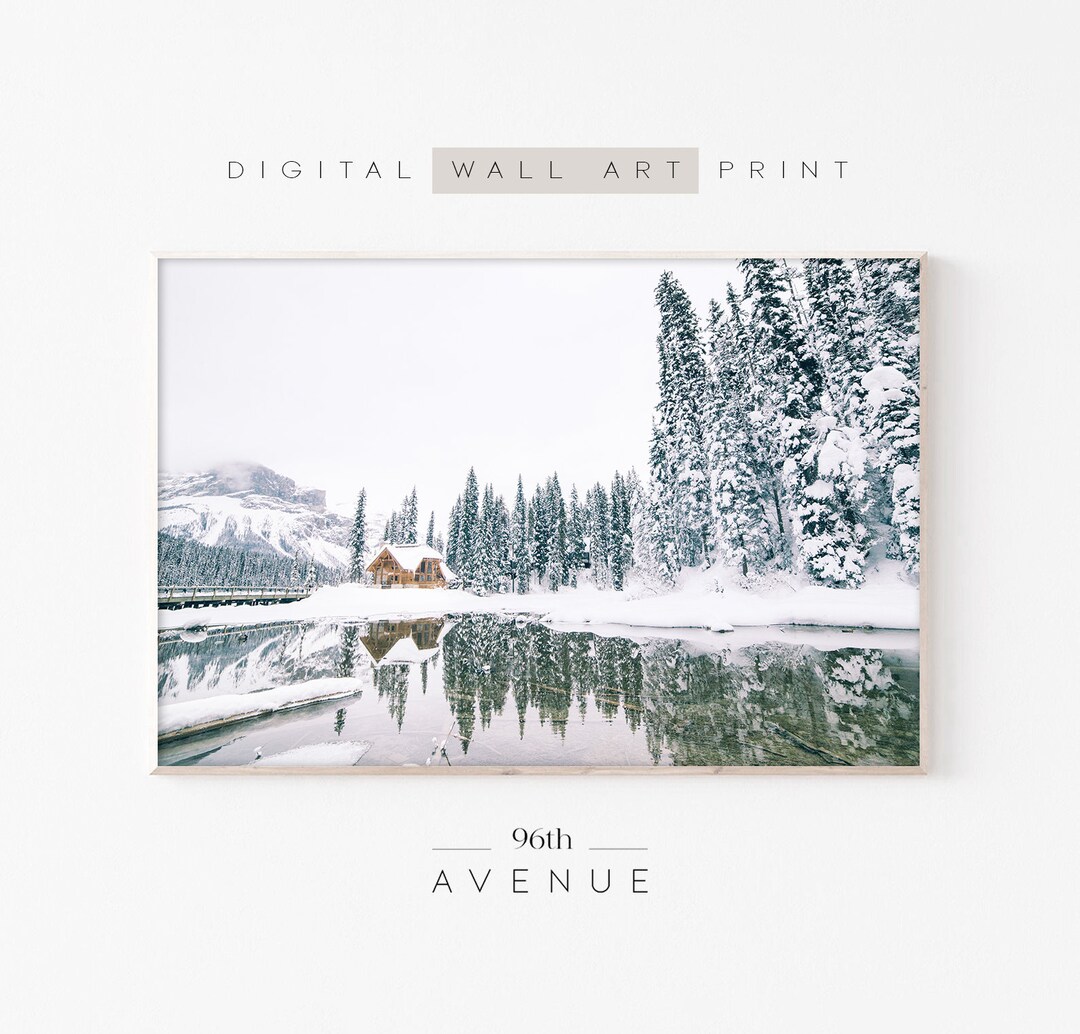 Winter Wall Art Rustic Cabin Print Digital Download | Christmas ...