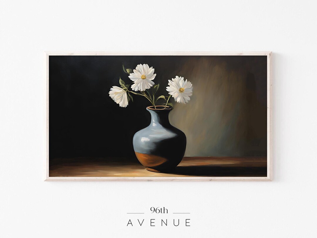 Still Life Flower Painting Frame TV Art | Moody Floral Digital TV Art ...