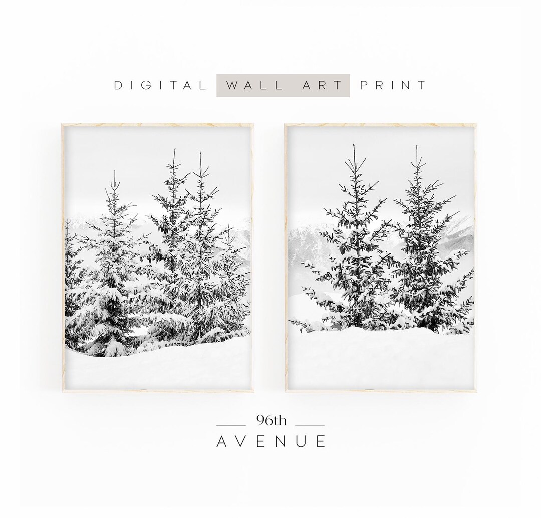 Winter Forest Print Set of 2 Digital Download | Printable Christmas ...