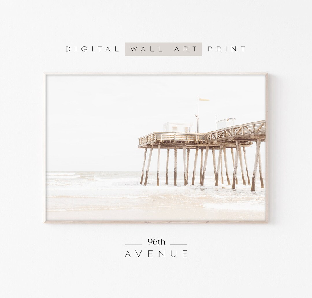 Printable Neutral Beach Pier Print Ocean Wall Art Digital Download - Etsy