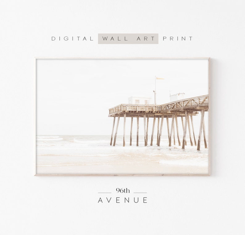 Printable Neutral Beach Pier Print Ocean Wall Art Digital Download - Etsy