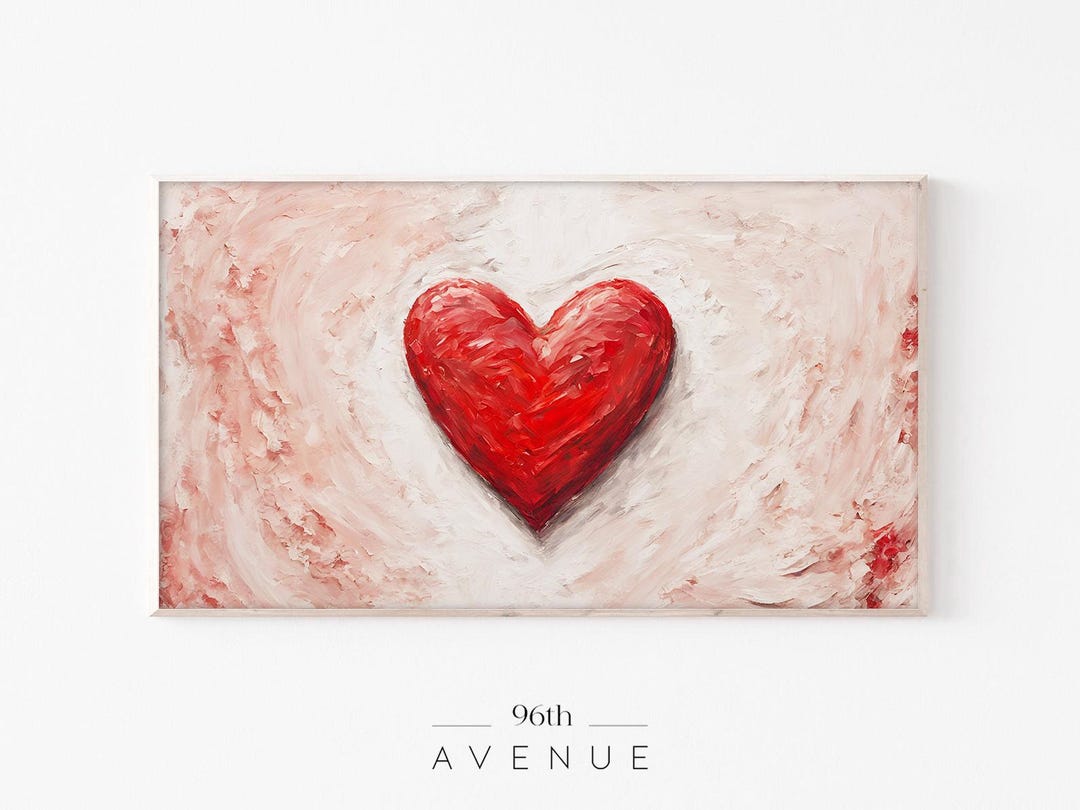 Frame TV Valentines Day Art for Download | Red Heart Painting | Love ...