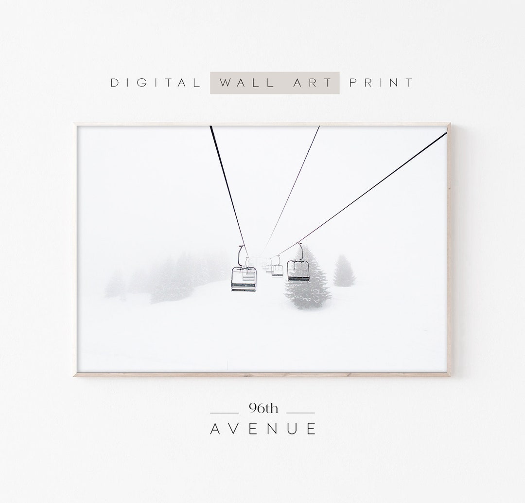 Ski Lift Print | Minimalist Decor | Winter Wall Art | Downloadable ...