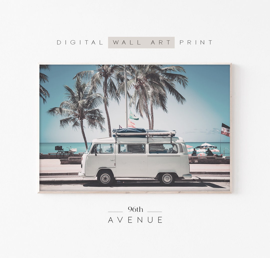 Retro Van Print | Camper Van Wall Art | Beach Themed Decor | Surfer Van ...