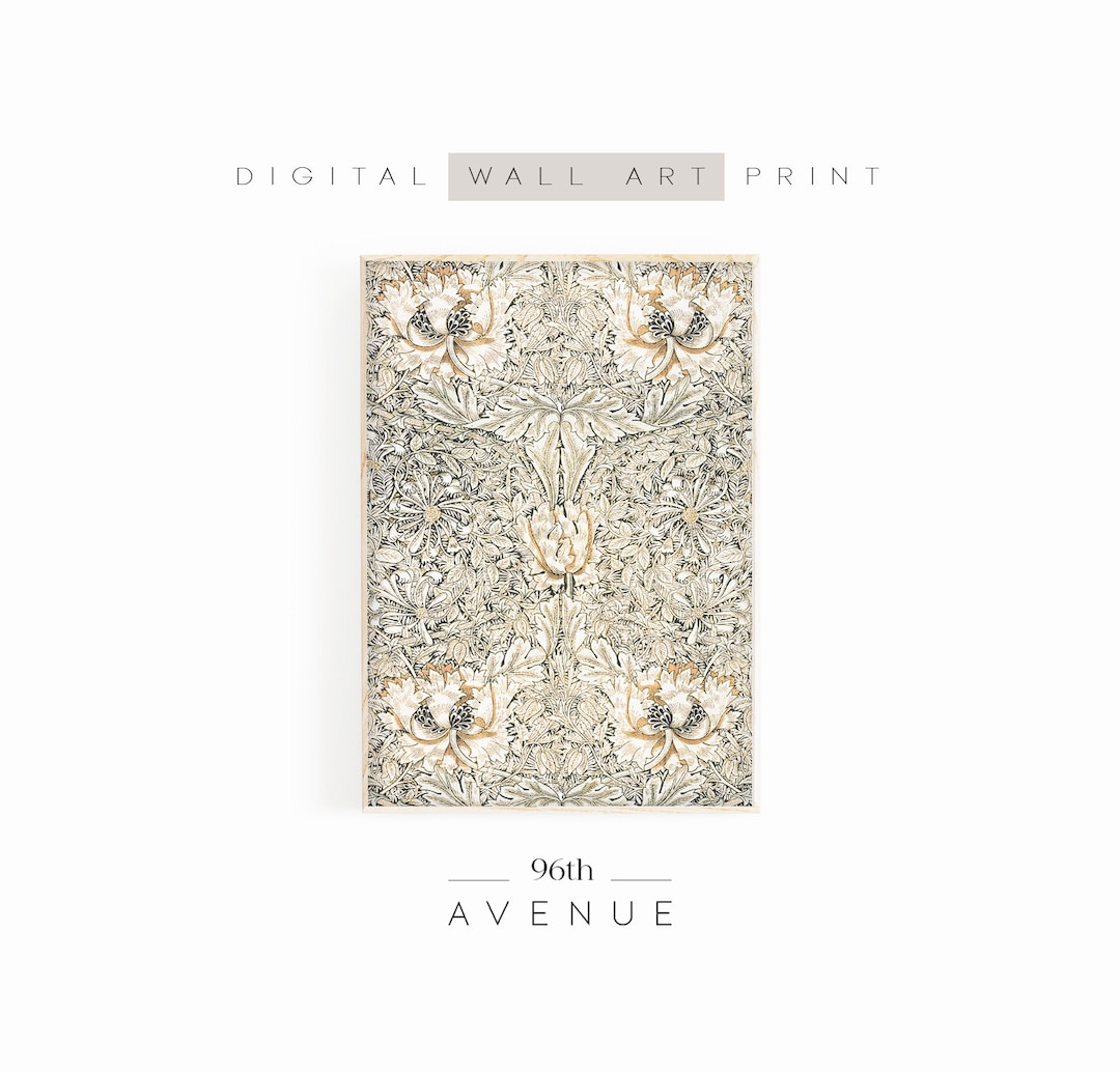 Vintage Printable Tapestry Art Print | Neutral Textile Digital Download ...