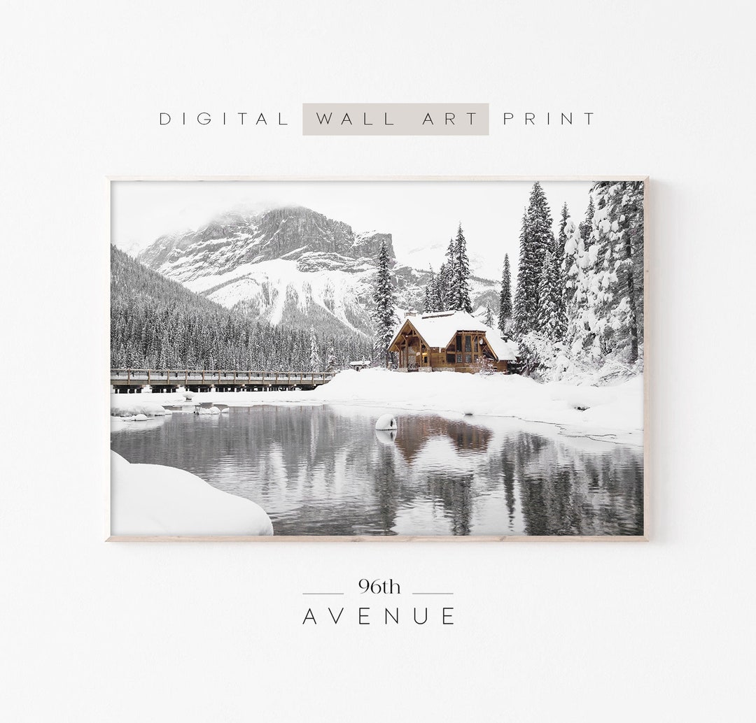 Winter Cabin Print Digital Download | Christmas Downloadable Prints - Etsy