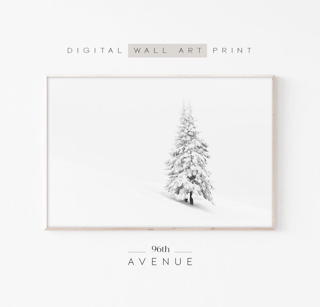 Simple Winter Tree Print Digital Download | Pine Christmas Tree Photo ...