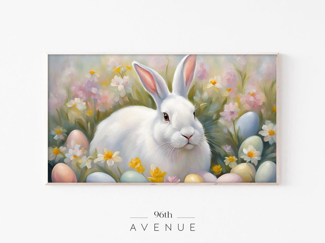 Easter Bunny Frame TV Art Download | Vintage Oil Painting for TV ...