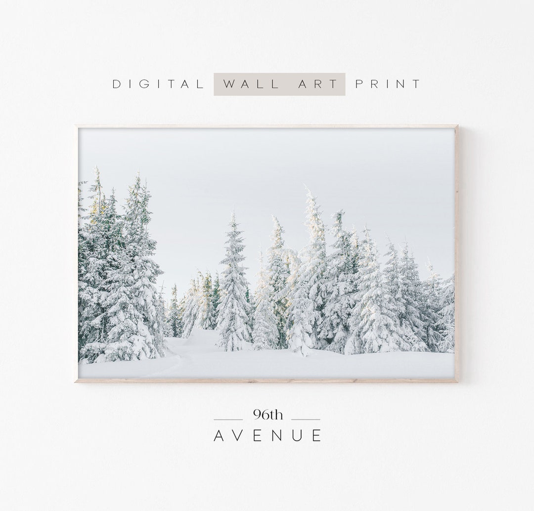 Snowy Forest Art Digital Print | Printable Winter Art | Winter Forest ...