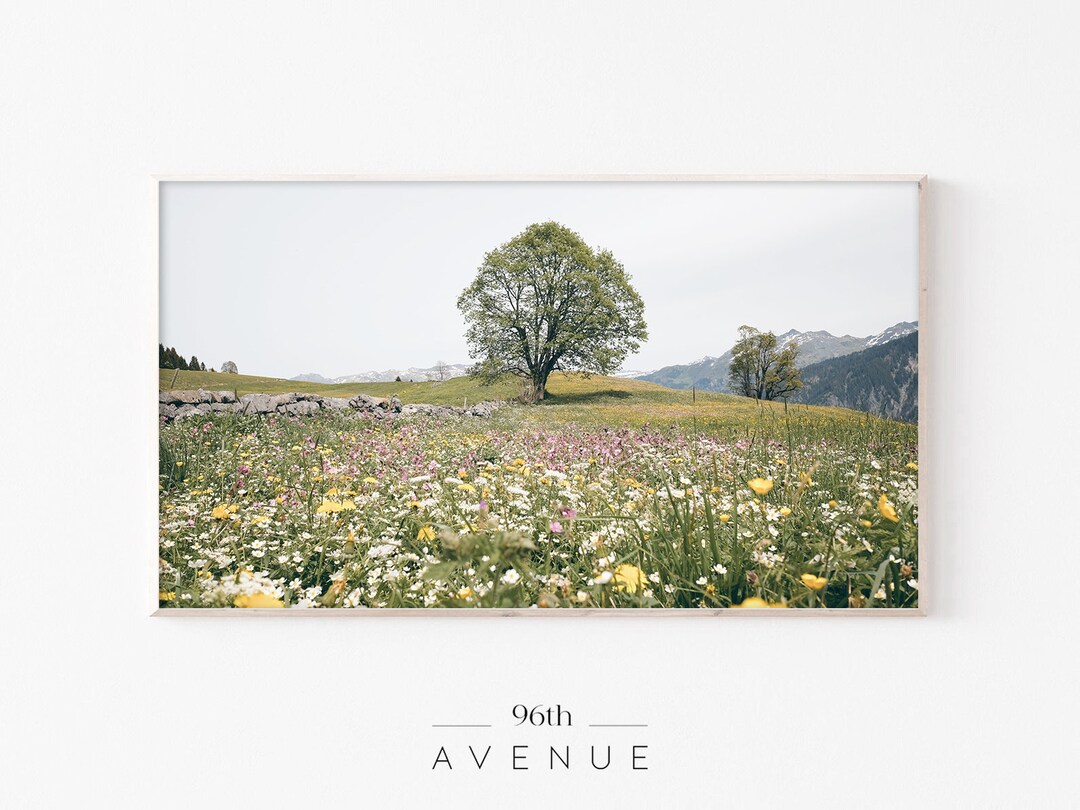 Samsung Frame Tv Art Spring | Flower Field | Frame Art Tv | Botanical ...