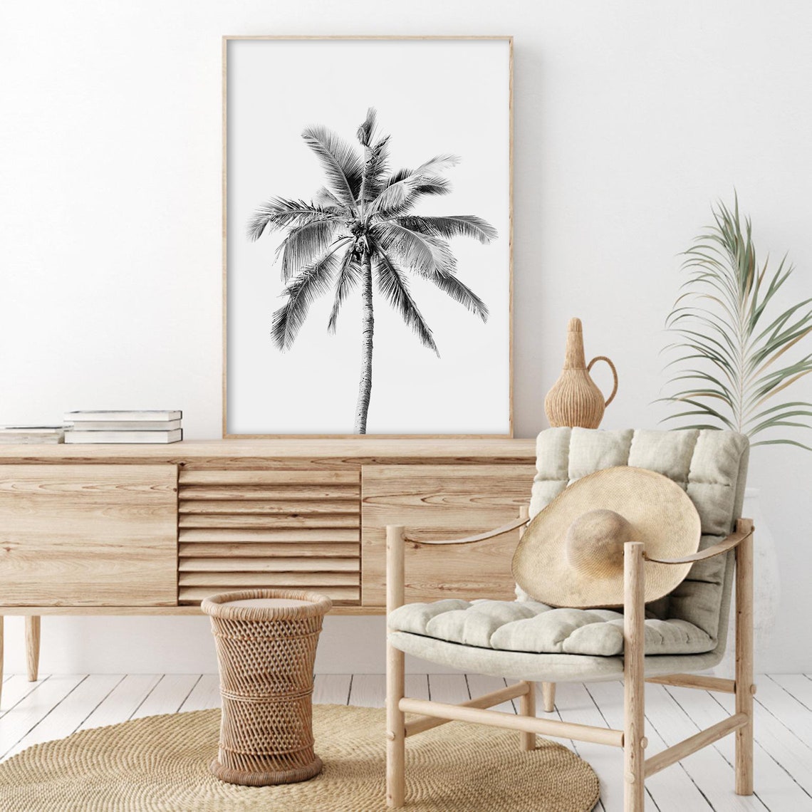 Palm Tree Printable Wall Art | Black and White Print | Beach House ...