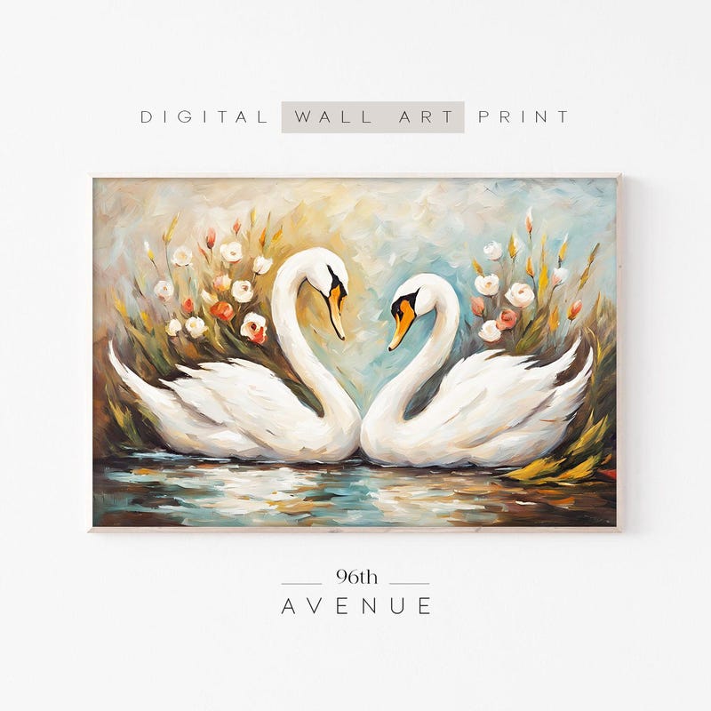Two Swans Painting - Etsy