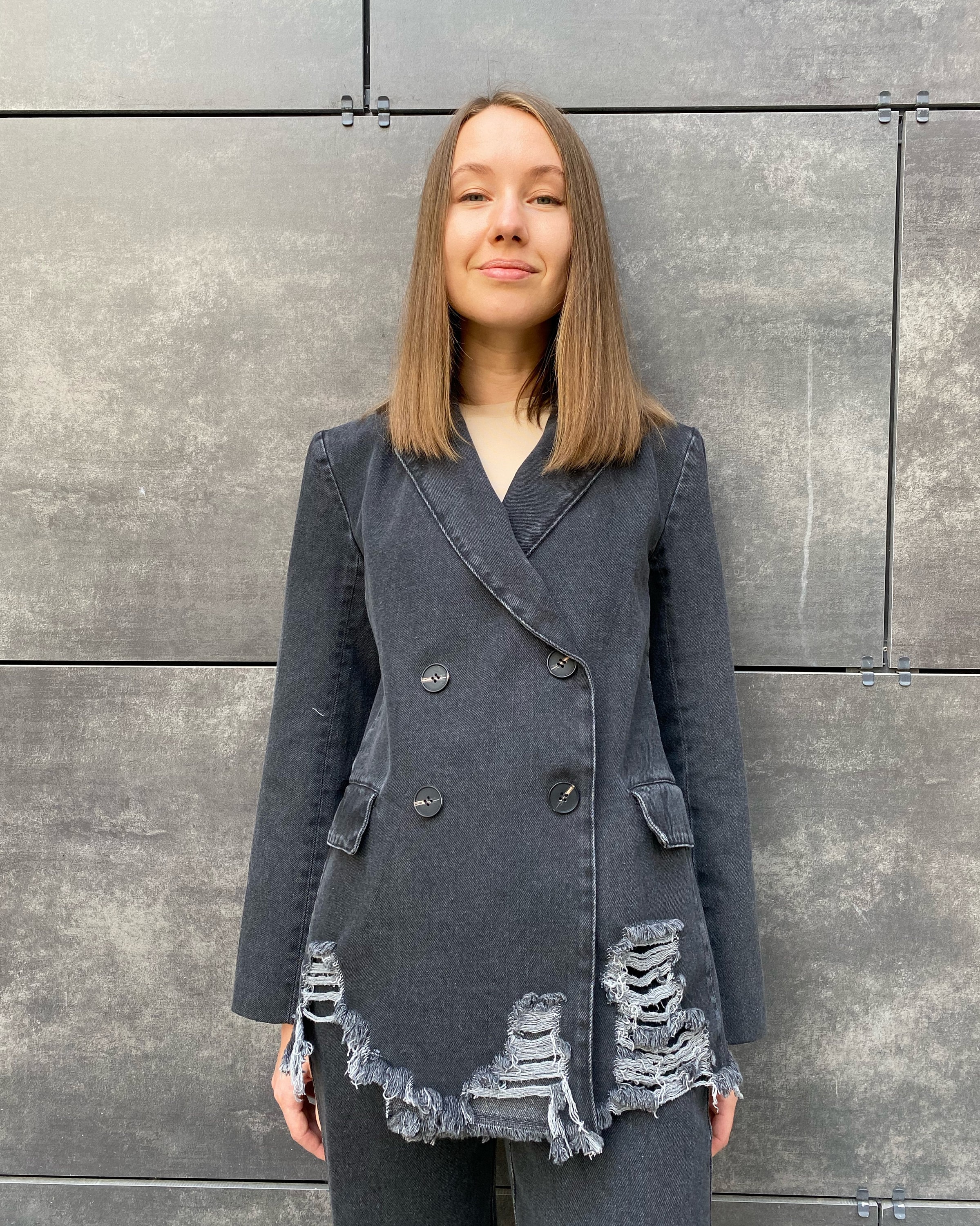 Distressed Denim Blazer, Grey Jacked, Ripped Denim Jacket - Etsy