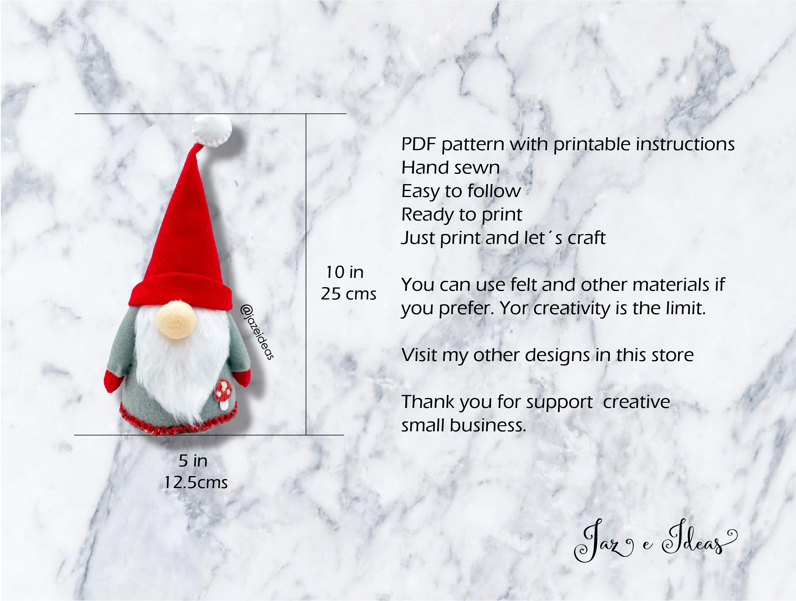 Gnome Pattern Pdf, Diy Gnome Tutorial, Felt Gnome Pattern - Etsy