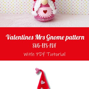 Valentines Gnome Female Pattern, Felt Gnome Pattern, Valentines ...