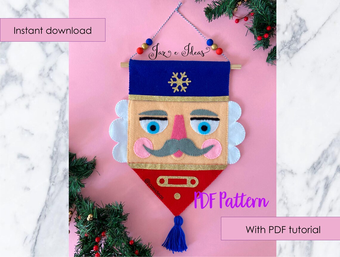 Nutcracker Felt Banner Pattern, Christmas Felt Pattern, Nutcracker DIY ...