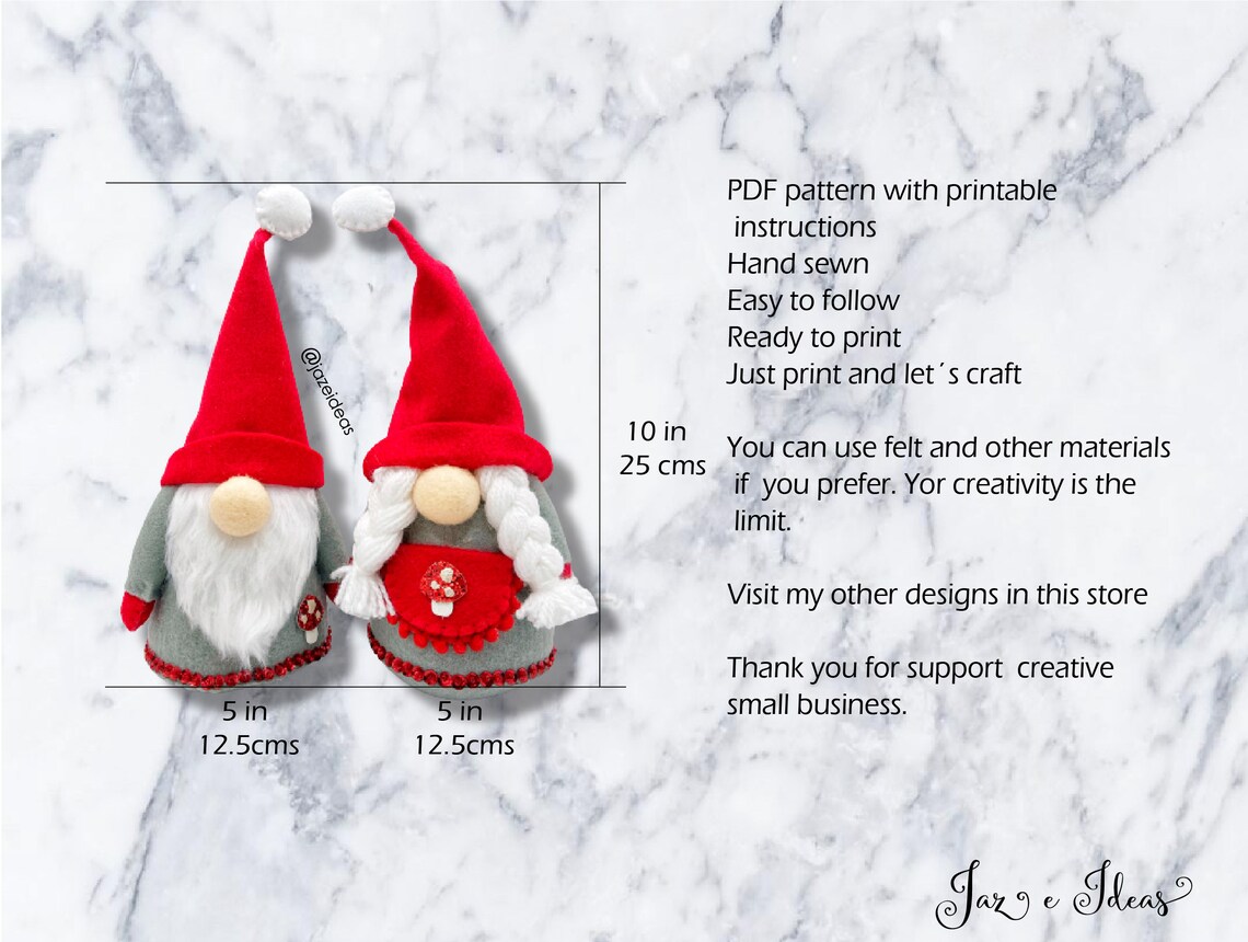 Couple of Gnome pattern pdf diy gnome family tutorial felt | Etsy