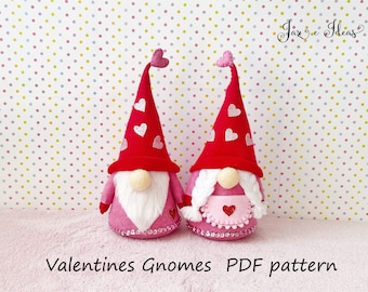 Valentines Gnome Female Pattern, Felt Gnome Pattern, Valentines ...