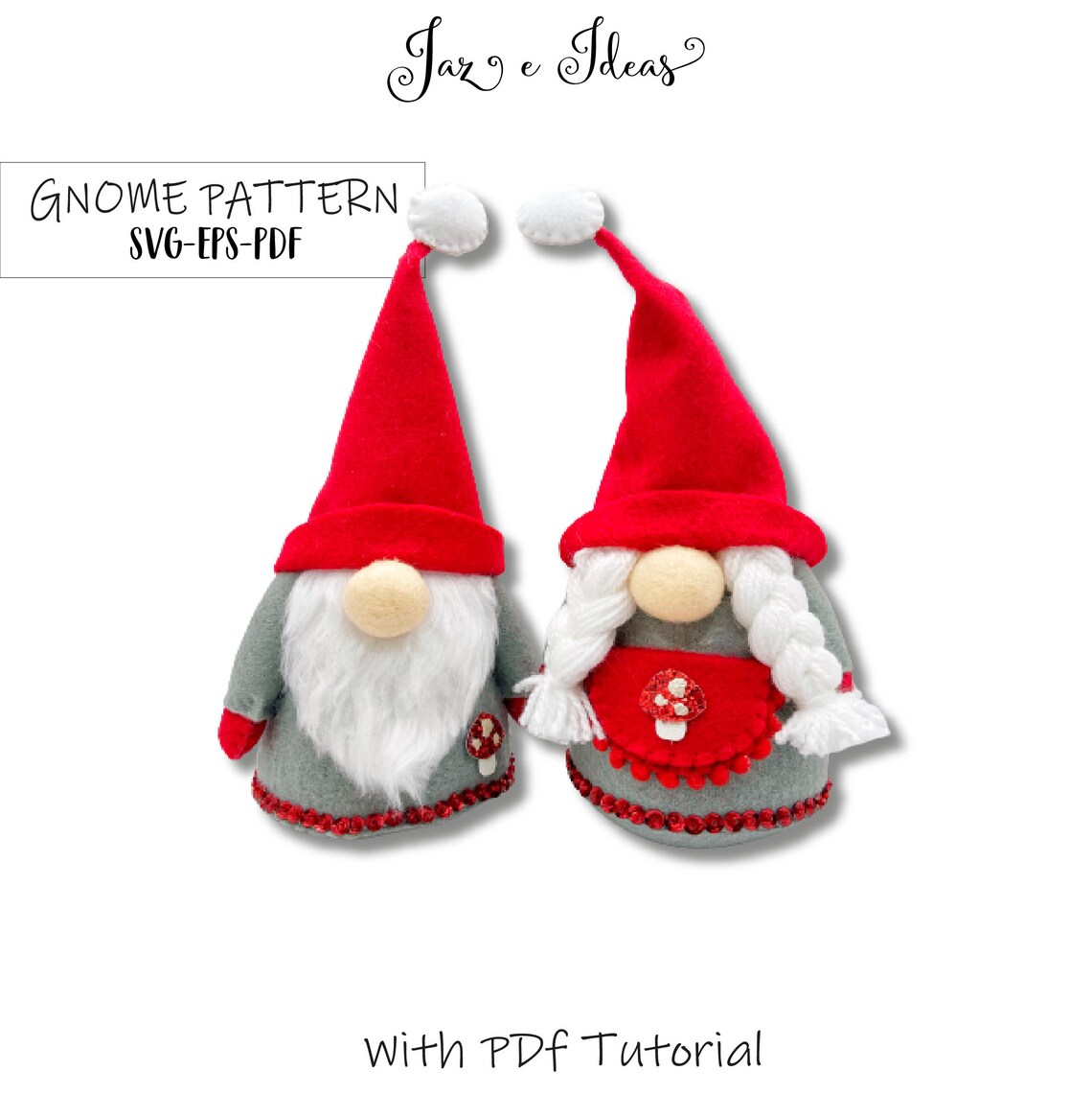 Couple of Gnome Pattern Pdf, Diy Gnome Family Tutorial, Felt Gnome ...