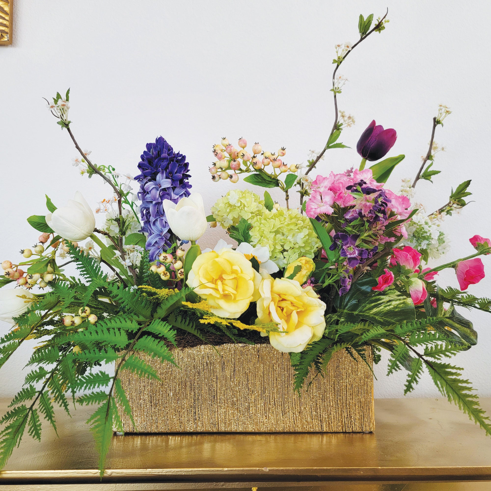 Premium Artificial Flower Arrangement With Real Touch Tulips | Etsy