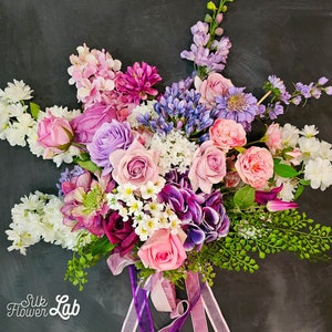 Realistic Artificial Flower Purple Theme Bouquet With Cherry Blossom ...