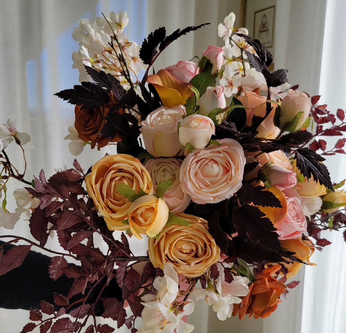 Premium Silk Flower Bouquet Bridal Bouquet Brown Rose | Etsy