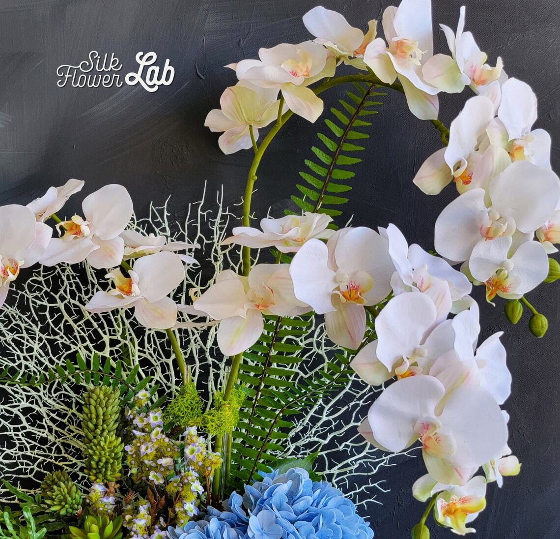 Nautical Beach Theme Orchid Arrangement With Faux Coral Fan - Etsy