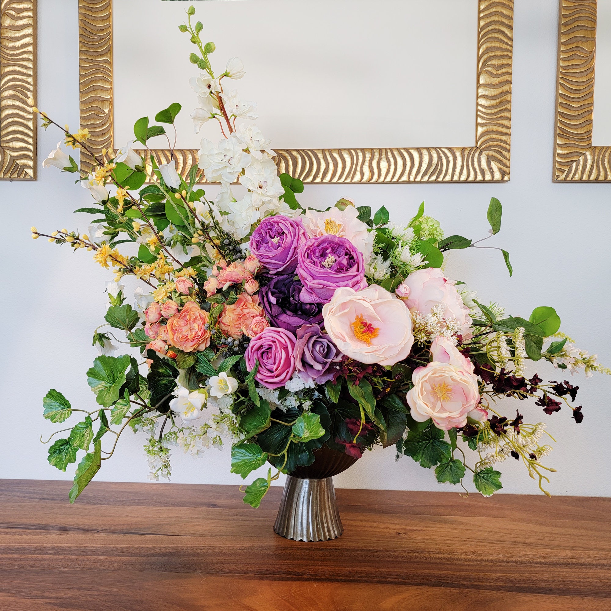 Premium Fake Flower Arrangement Real Touch Purple Rose - Etsy