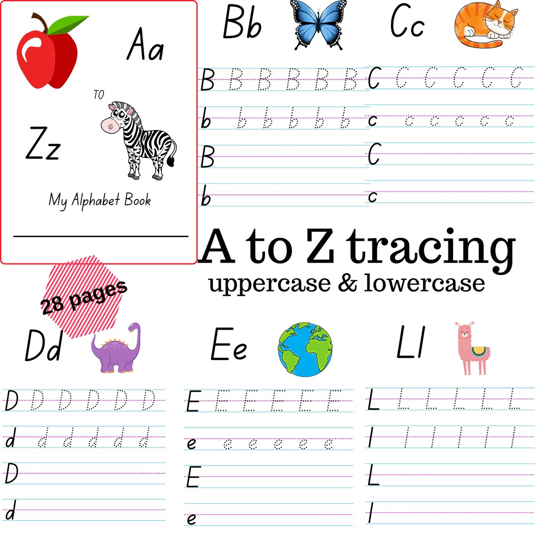 Preschool Alphabet Tracing, Uppercase & Lowercase, 28 Pages ...