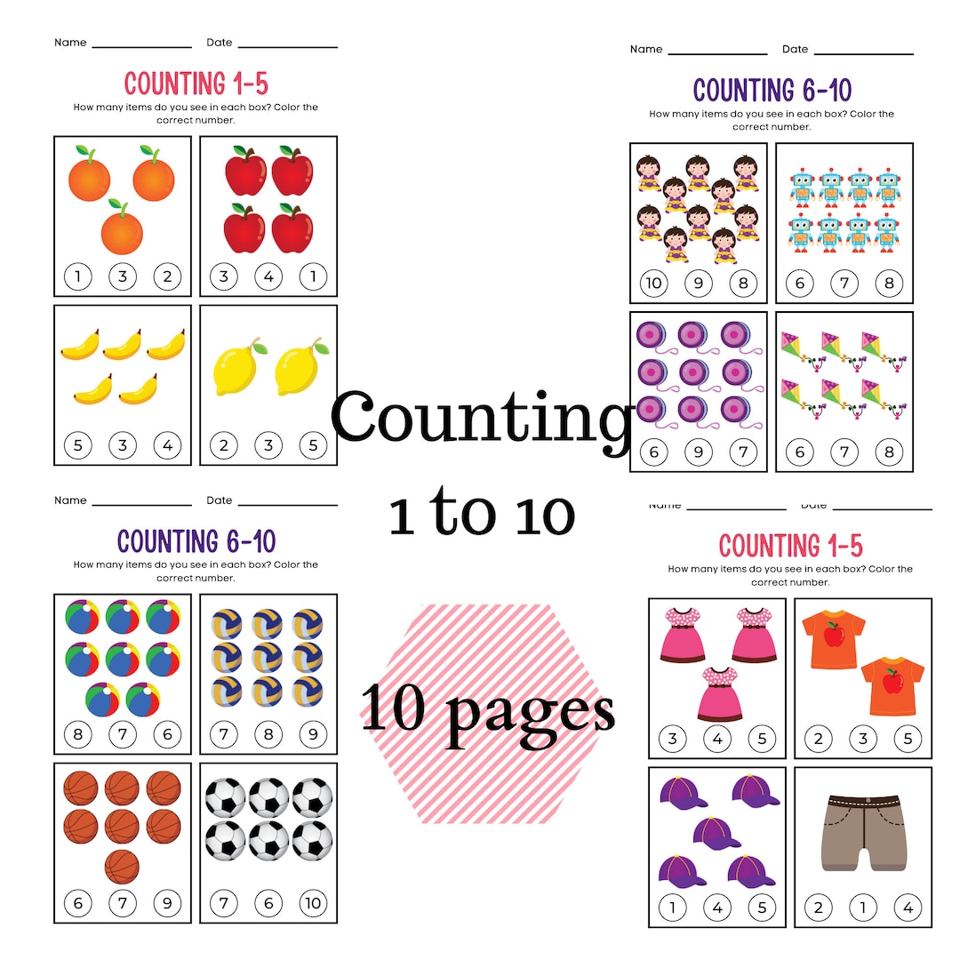 Digital-counting 1 to 10 Worksheet for Preschoolers, 10 Pages, Digital ...
